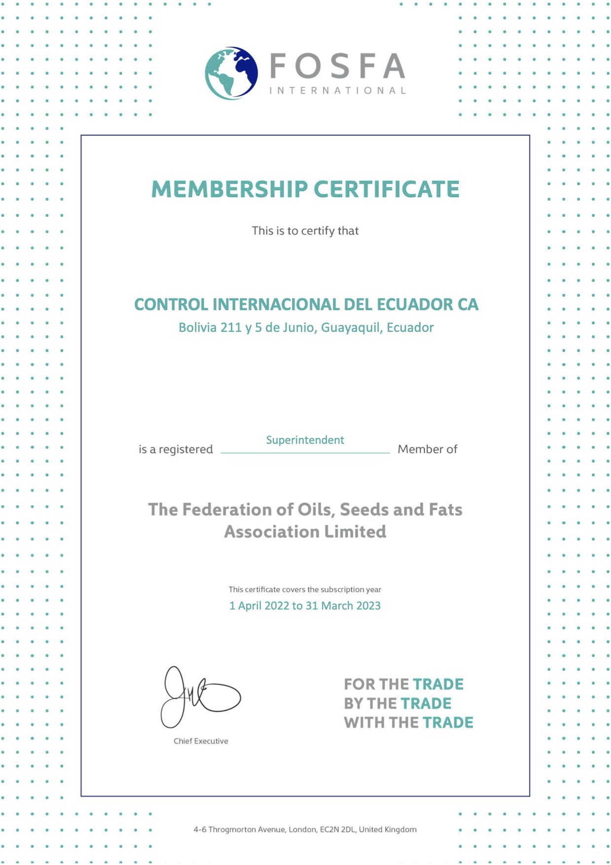Control Internacional::Certificaciones